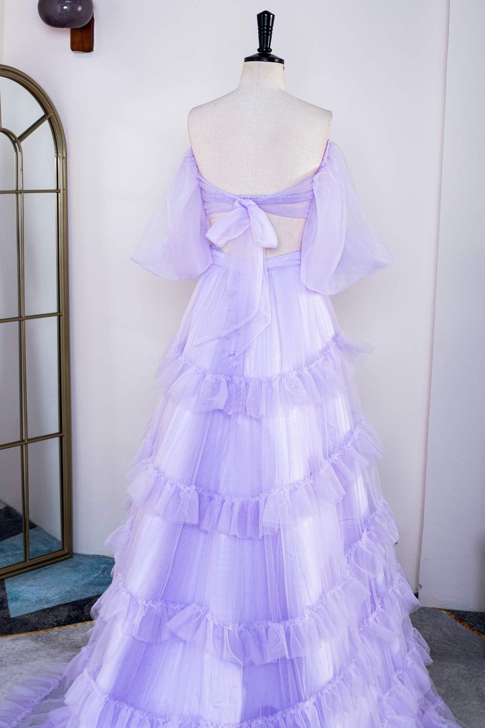 Two Piece Lavender Tulle Ruffles Prom Gown – Notjustprom